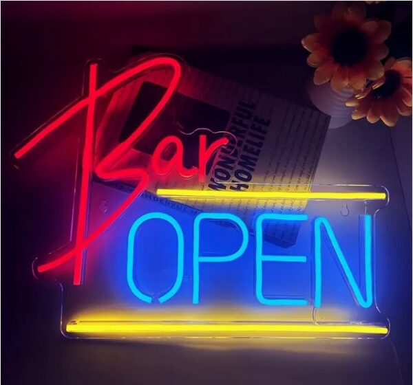 Bar open neon sign